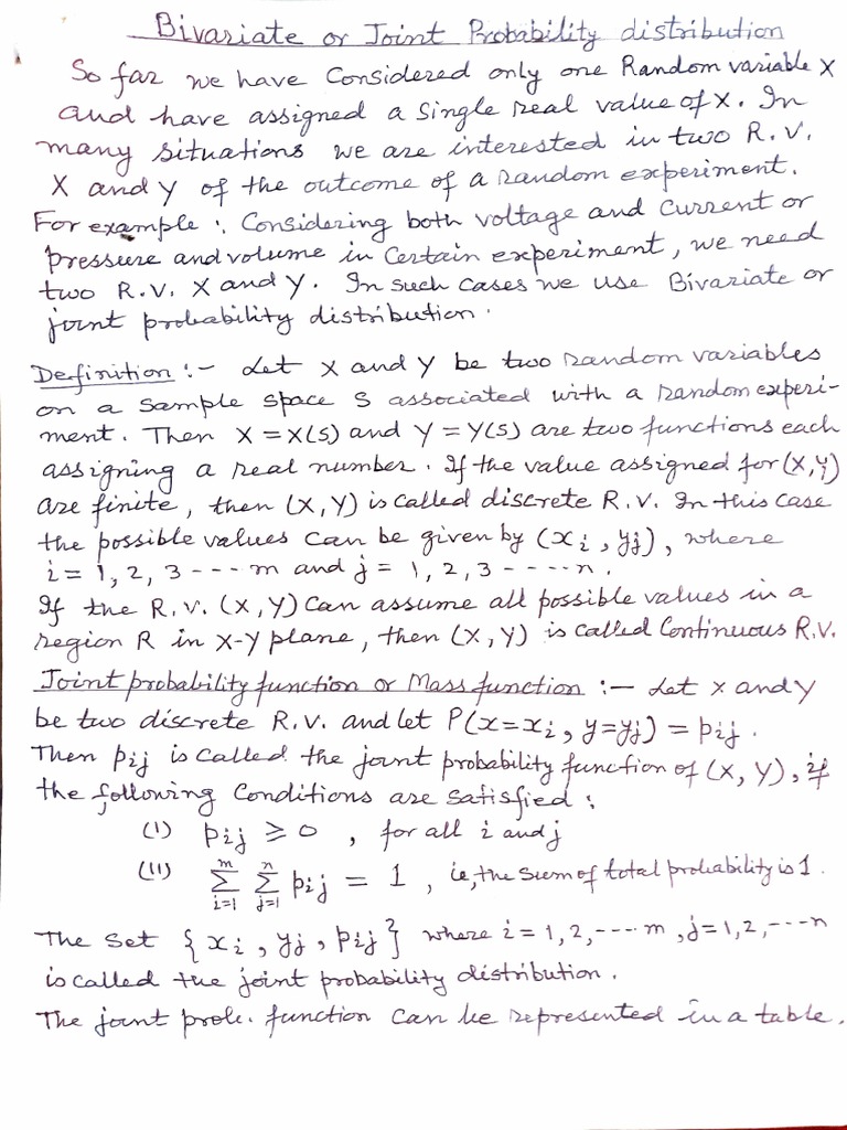 Bivariate or Joint Probability Distribution | PDF | Probability Theory | Probability