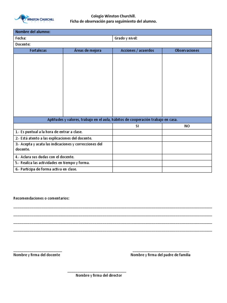 Ficha de Seguimiento Alumnos | PDF