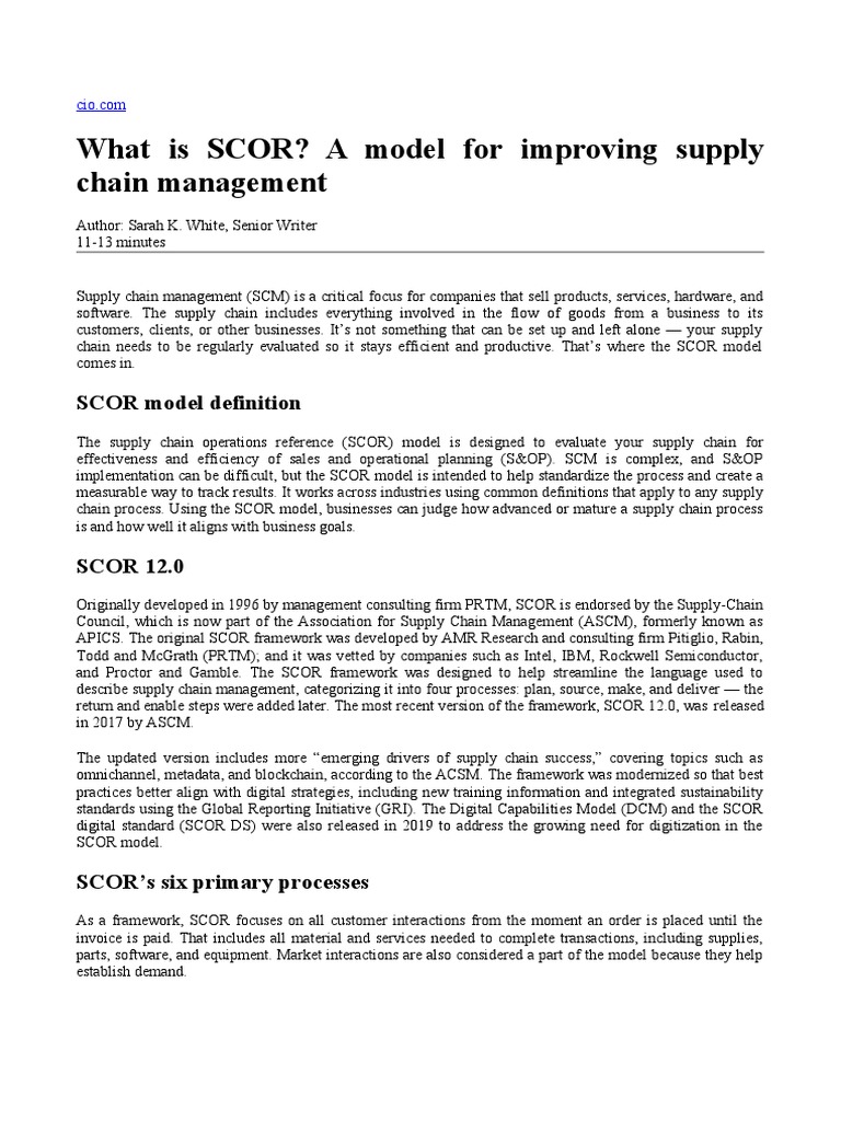 Cio-What Is SCOR | PDF