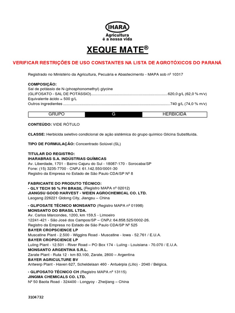Xequemate Bula | PDF | Embalagem e rotulagem | Milho