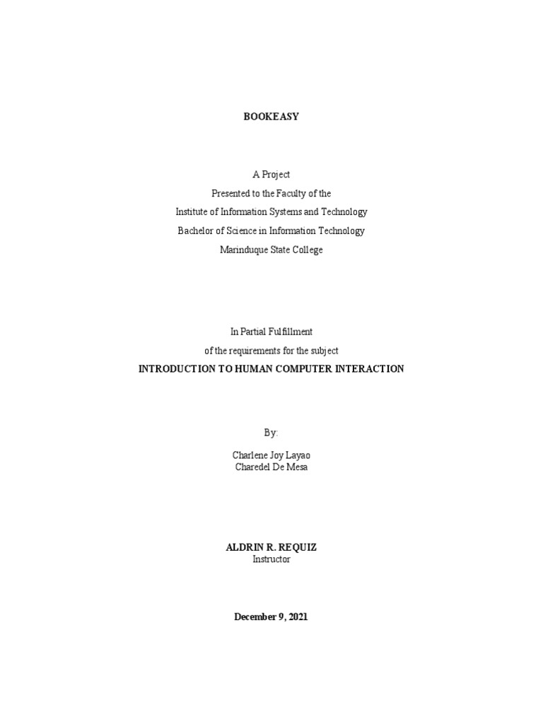 Bookeasy: IT Student Project | PDF | Prototype | Usability