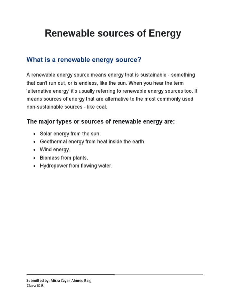 Renewable Sources of Energy | PDF | Wind Power | Renewable Energy