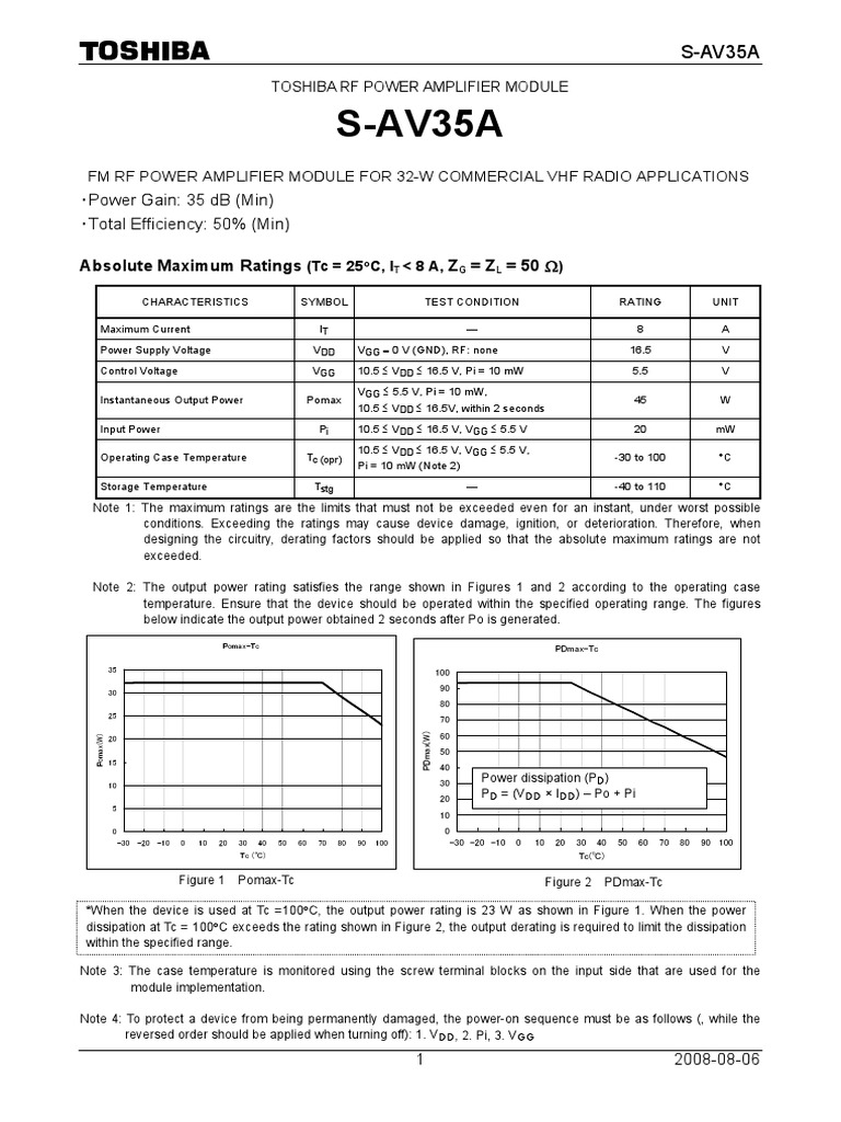 S-Av35a en Datasheet 080806 | PDF | Reliability Engineering | Amplifier