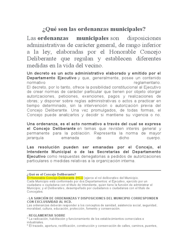Definición de Ordenanzas Municipales | PDF | Gobierno local | Trabajo ...