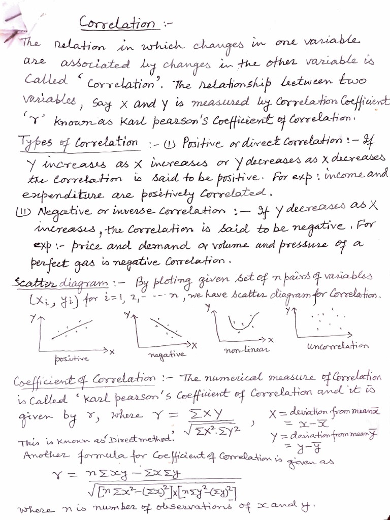 Introduction, Types, Coefficient of Correlation & Its Properties | PDF