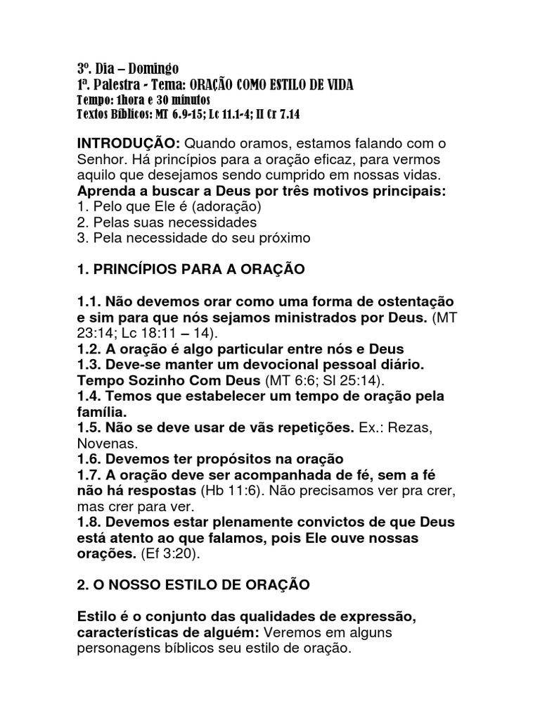 8 - Oração Com Estilo de Vida | PDF | Oração | O Reino de Deus 8 - Oração Com Estilo de Vida | PDF | Oração | O Reino de Deus