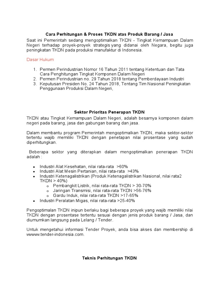 Optimalkan TKDN: Panduan & Perhitungan | PDF