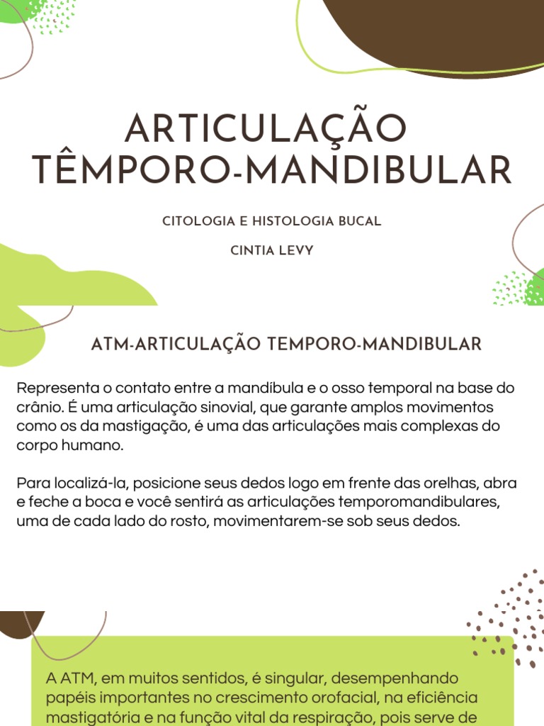 Articulação Tempôro-Mandibular | PDF | Sistema nervoso | Anatomia humana