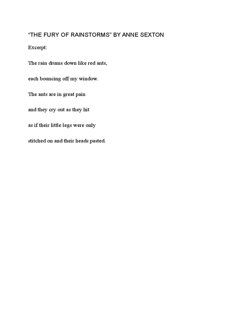 "The Fury of Rainstorms" by Anne Sexton | PDF