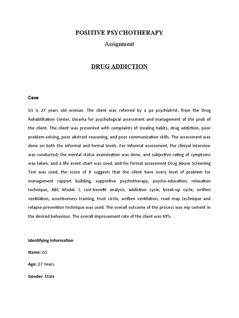 Positive Psychotherapy Assignments | PDF | Substance Abuse | Psychotherapy