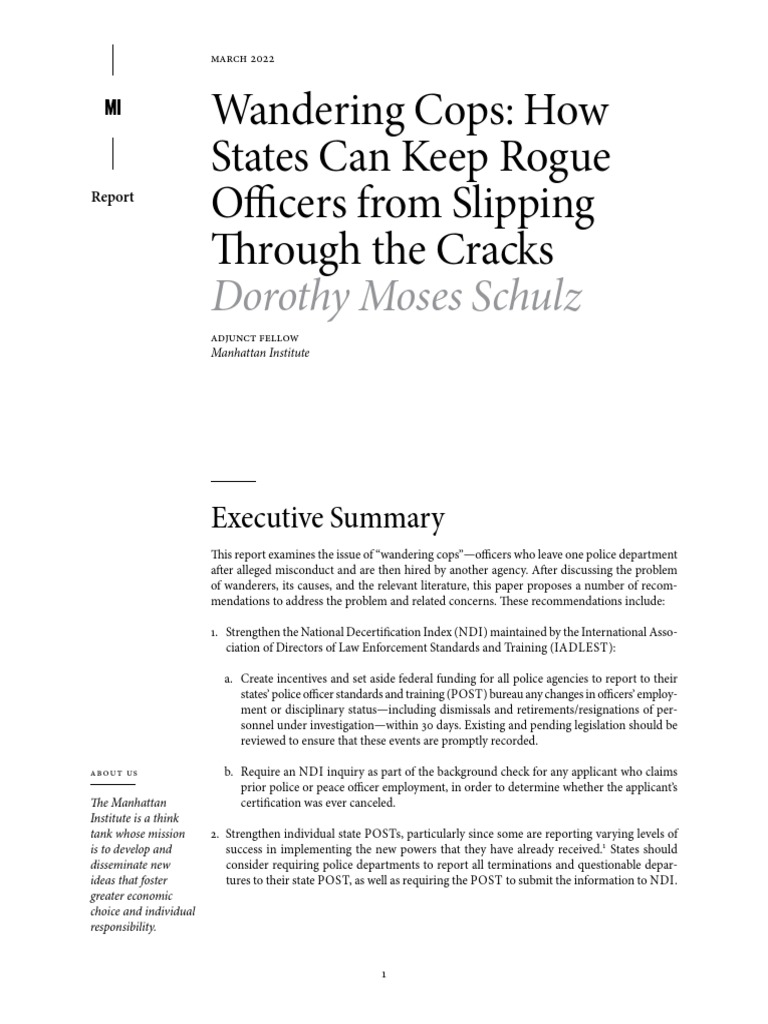 Wandering Cops: How States Can Keep Rogue Officers From Slipping ...