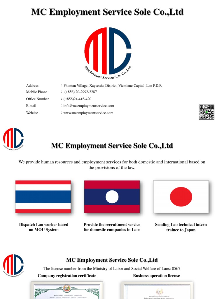 MC Company Profile English | PDF | Employment | Laos