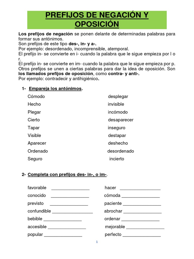 Prefijos in Des | PDF