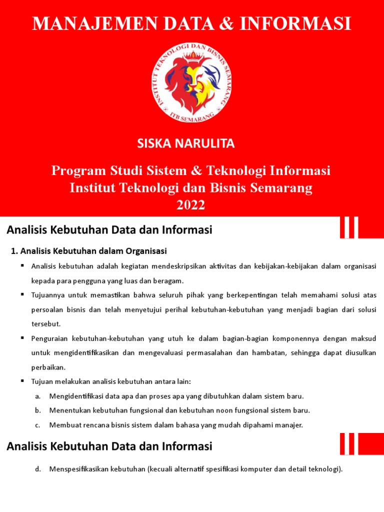 Materi Pertemuan 4 - Manajemen Data & Informasi | PDF
