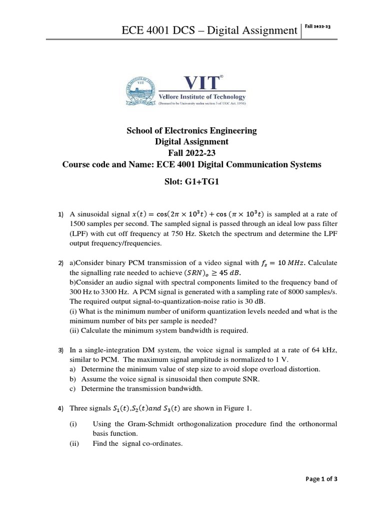 Assignament 1 | PDF | Sampling (Signal Processing) | Bandwidth (Signal Processing)