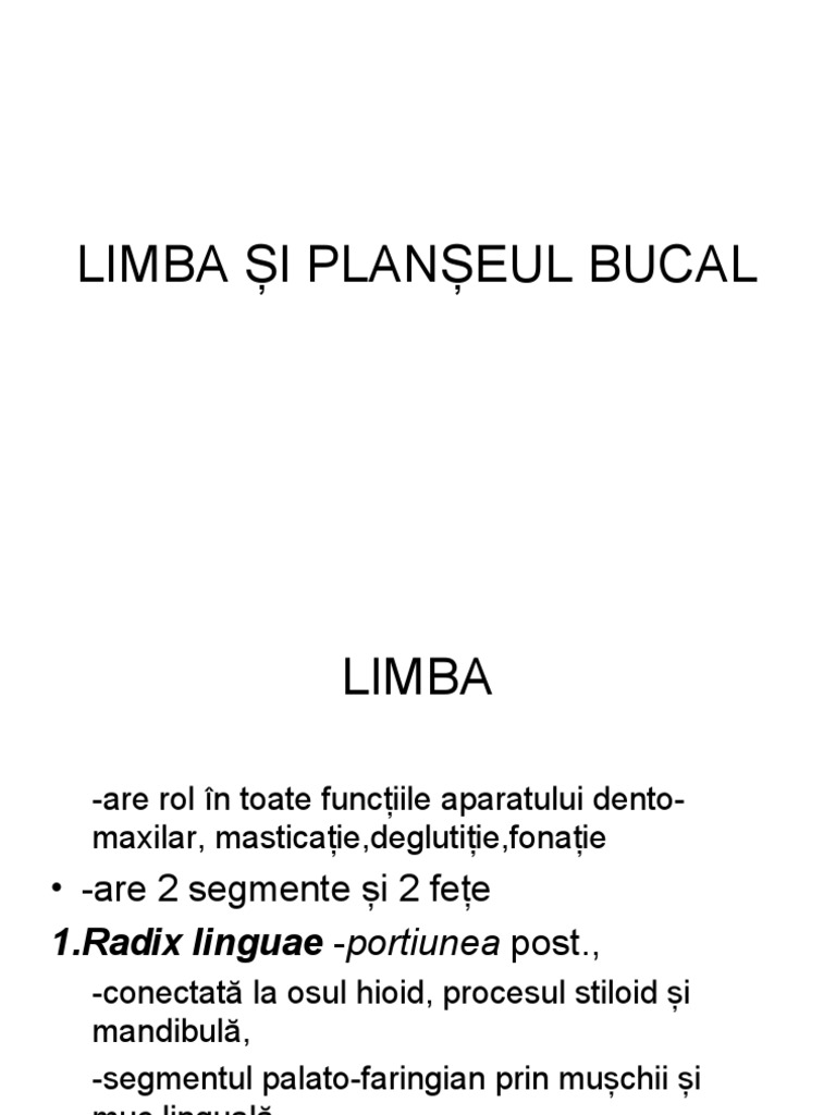 5 - Limba Și Planșeul Bucal | PDF