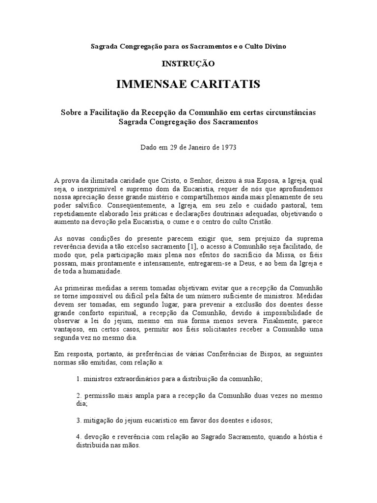Immensae Caritatis | PDF | Eucaristia | Missa (liturgia)