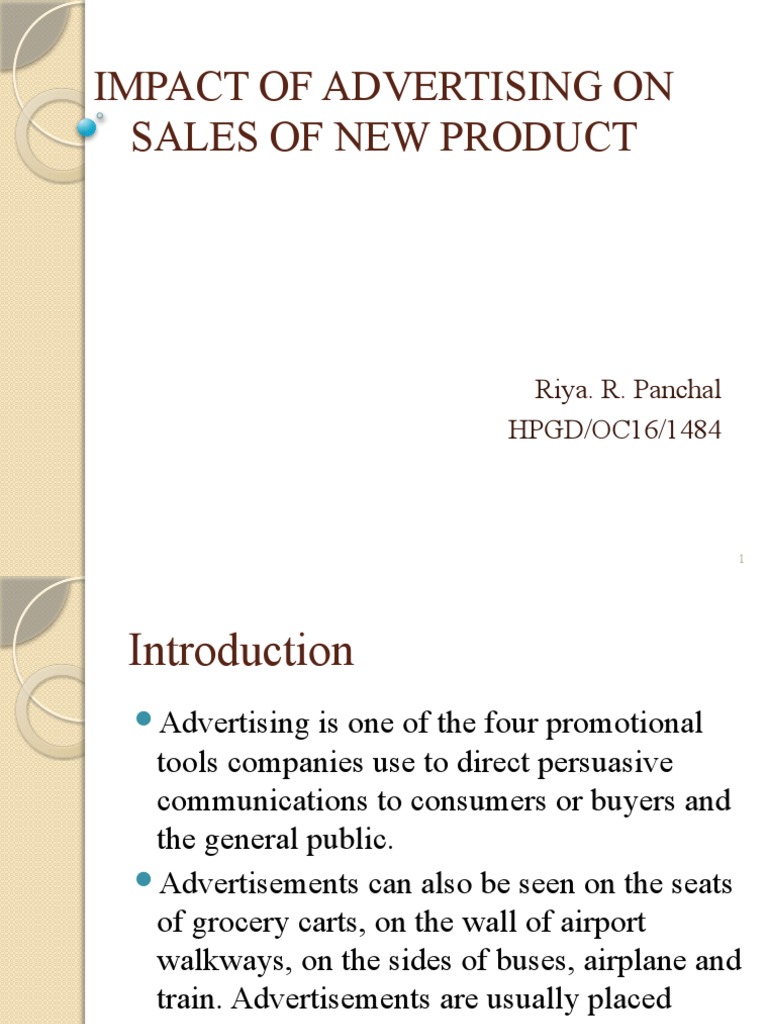 Impact of Advertising On Sales of New Product | PDF | Advertising | Mass Media