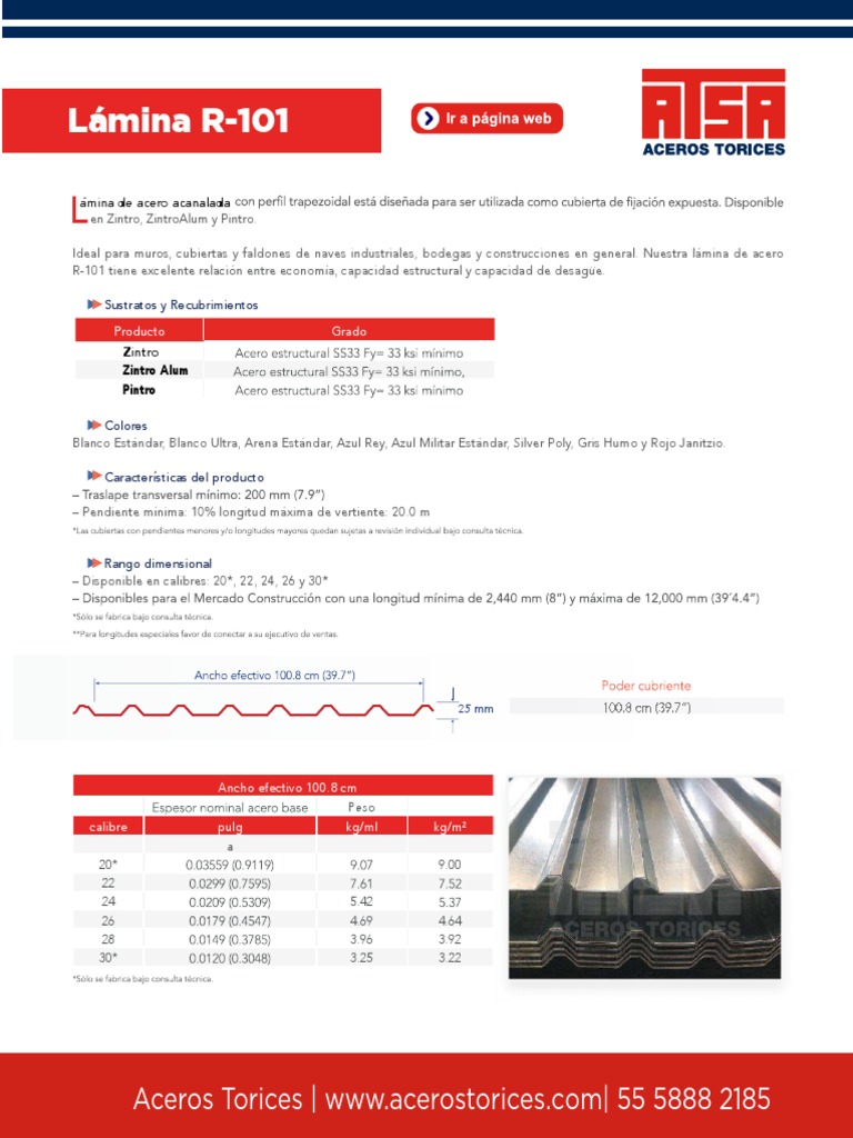 Lamina r101 Ficha Tecnica Atsa | PDF