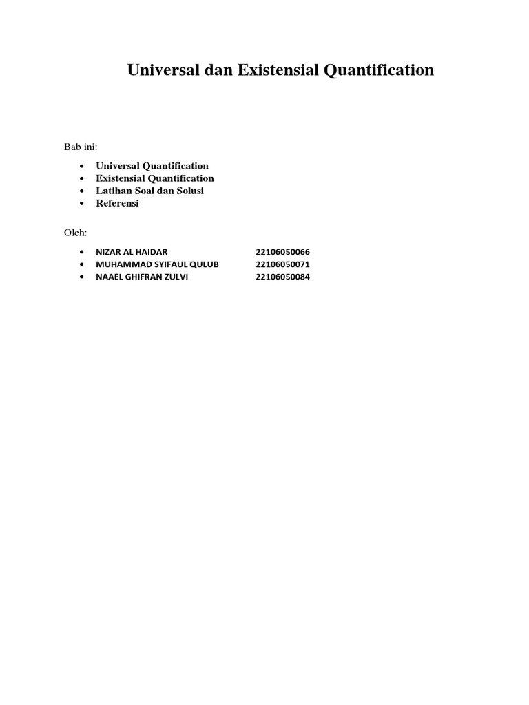 Universal Dan Existensial Quantification | PDF