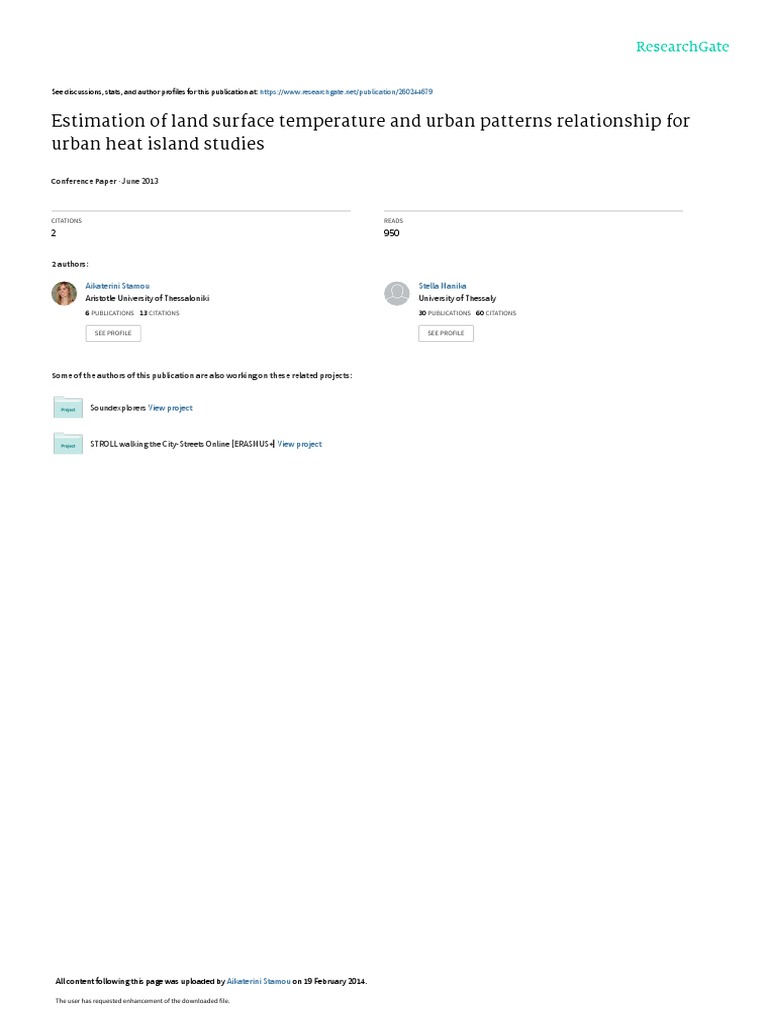 Estimation of Land Surface Temperatures - Urban Heat Island | PDF | Earth Sciences