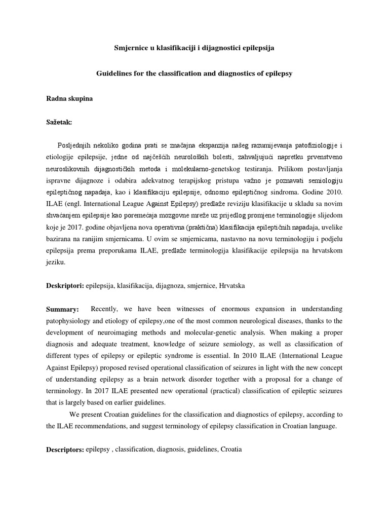 Klasifikacija Epilepsija | PDF