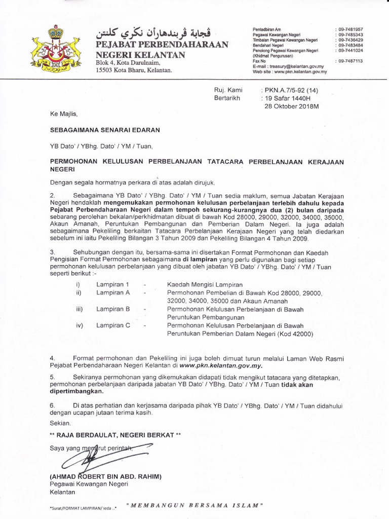 Prosedur Permohonan Perbelanjaan Kelantan | PDF
