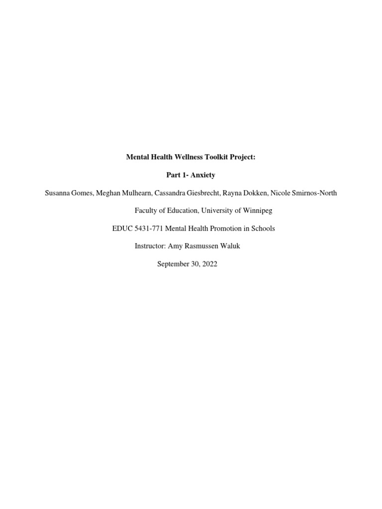 Anxiety Toolkit Project - Part 1 | PDF | Anxiety | Anxiety Disorder