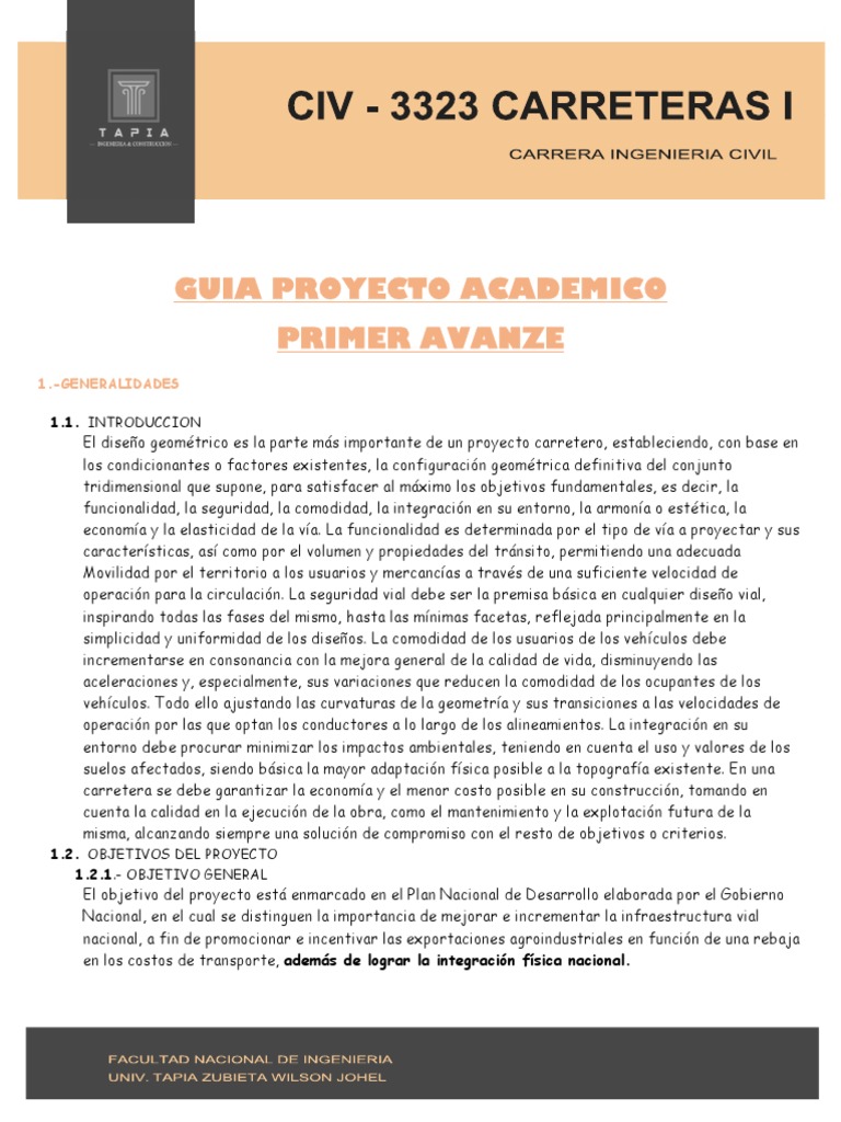 Guia Proyecto Final Primer Avanze | PDF | La carretera | Longitud