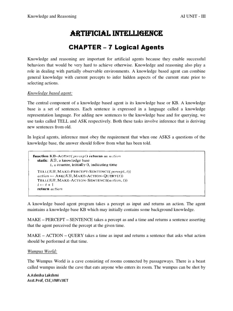 Artificial Intelligence Unit-3 Knowledge and Reasoning | PDF ...