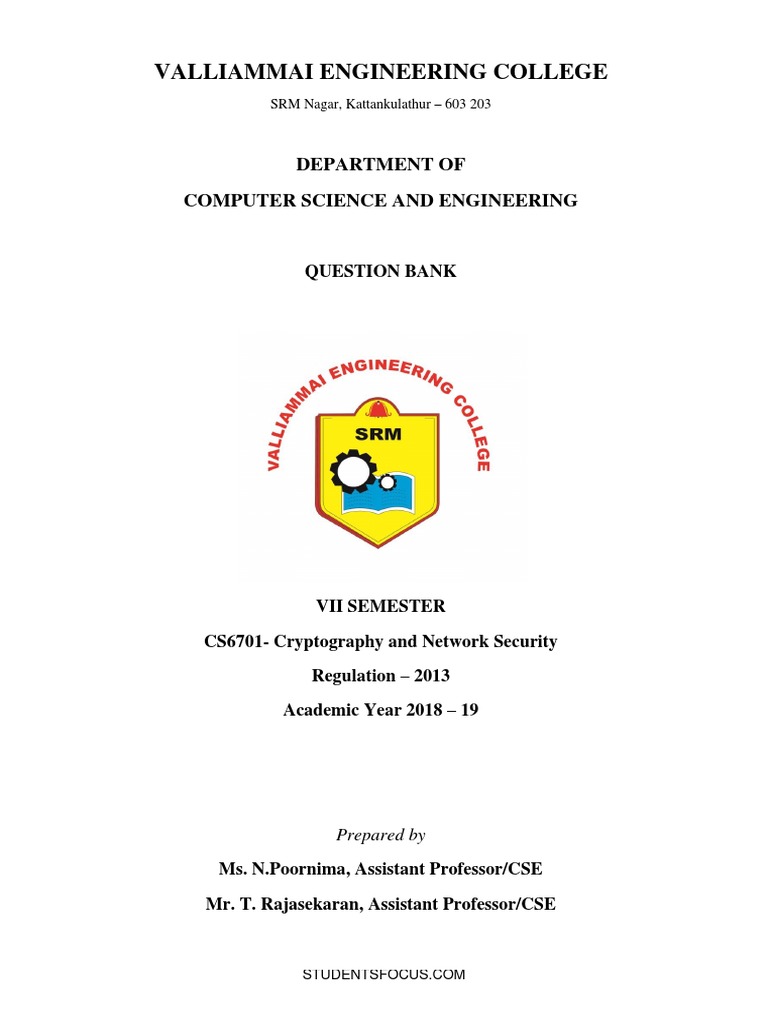 CS6701-Cryptography and Network Security | PDF | Cryptography | Public ... CS6701-Cryptography and Network Security | PDF | Cryptography | Public ...