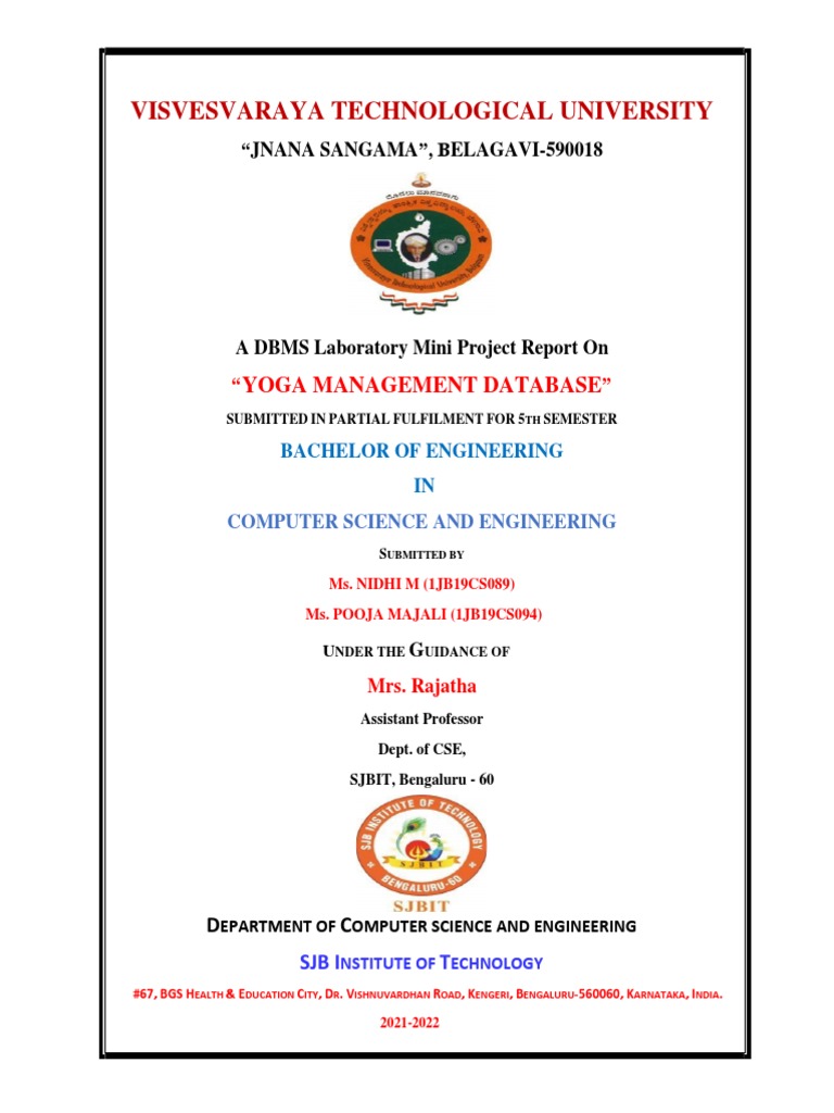 Yoga Management Report (Final) - 2 | PDF | Databases | Software Testing Yoga Management Report (Final) - 2 | PDF | Databases | Software Testing