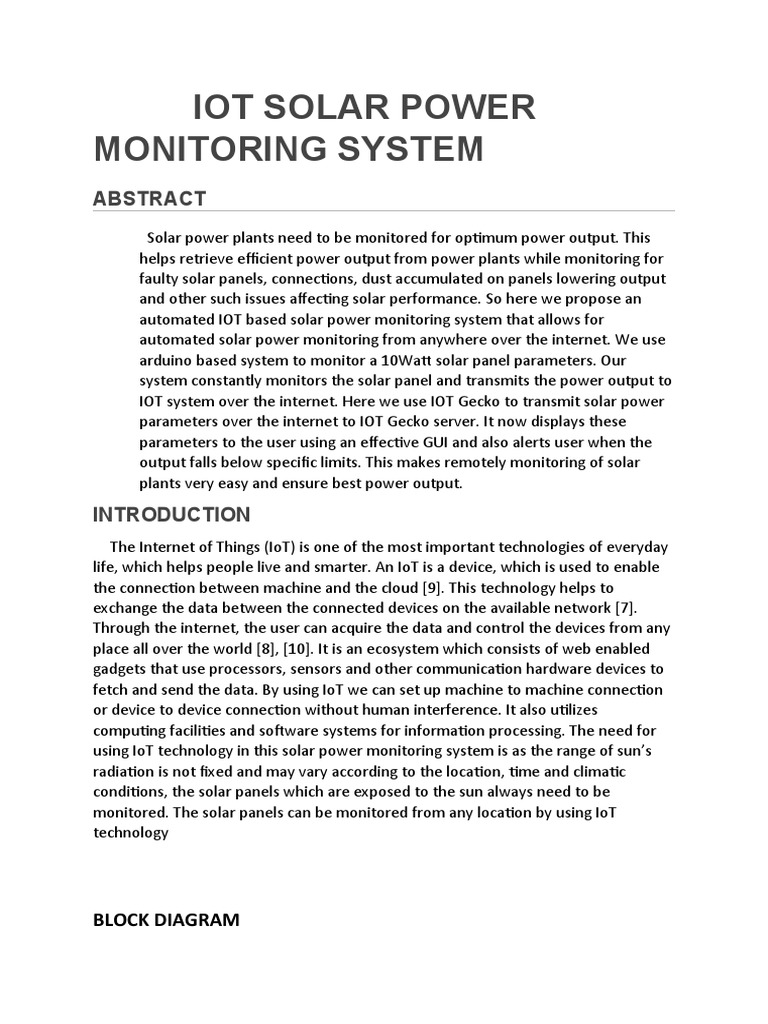Iot Solar Power Monitoring System | PDF | Photovoltaics | Internet Of ...