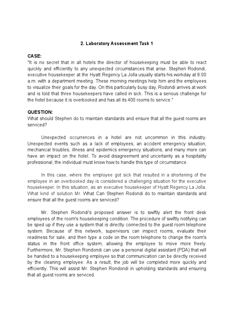 HOSPM3100 - 2. Laboratory Assessment Task 1 | PDF | Employment | Economies