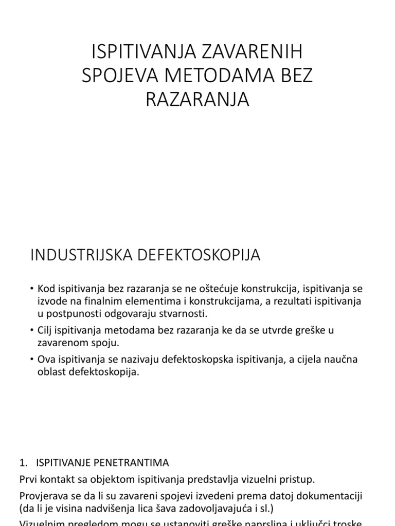 Ispitivanja Bez Razaranja | PDF
