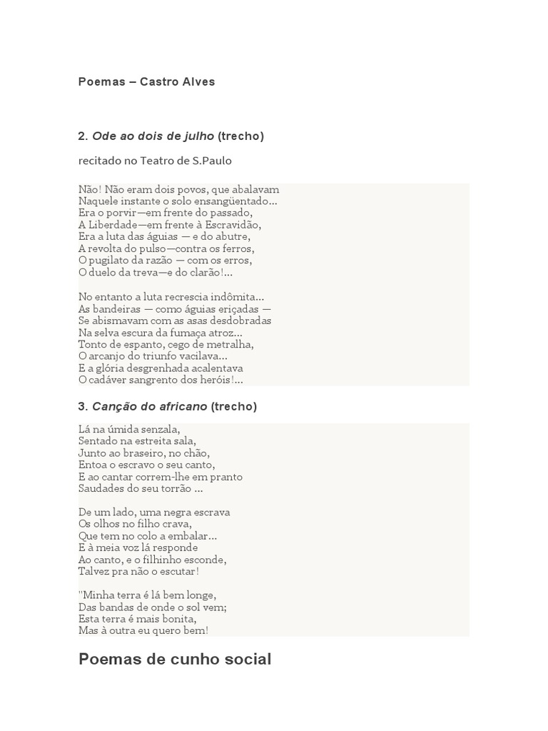 Poemas - Castro ALves | PDF