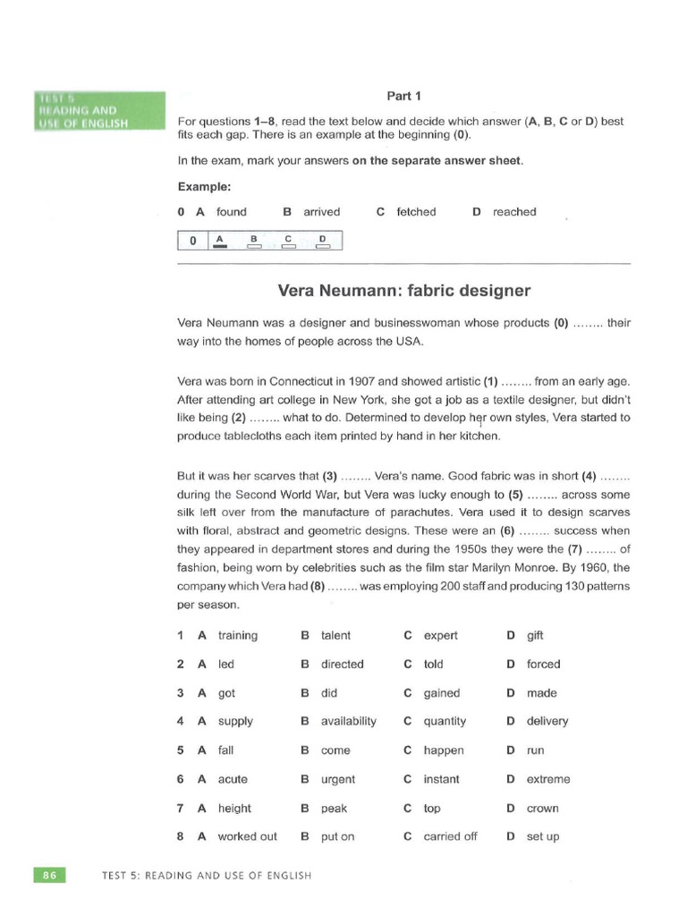 Test 5 Practice FCE | PDF