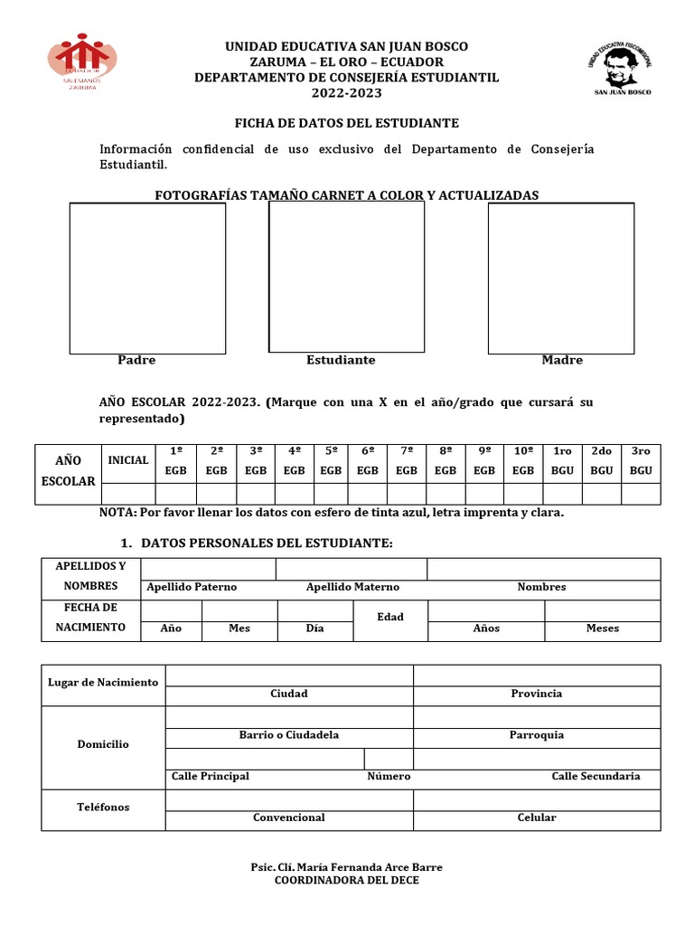 Ficha de Datos Del Estudiante | PDF | Ciencias de la Salud | Medicina ...
