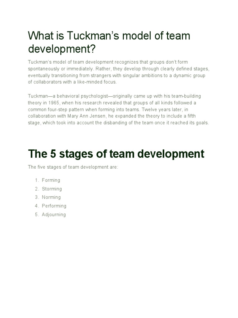 What Is Tuckman | PDF