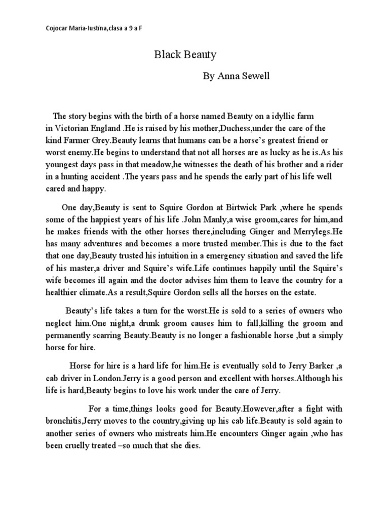 Black Beauty Rezumat | PDF