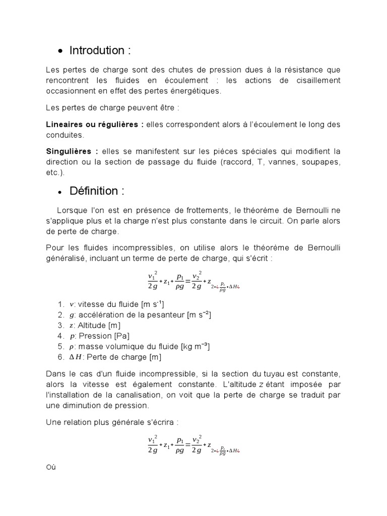 TP N3 Perte de Charge | PDF | Gaz | Mécanique des milieux continus