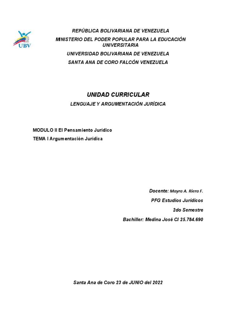 Tema 1 Modulo 2 Pensamiento Juridico | PDF | Argumento | Pensamiento