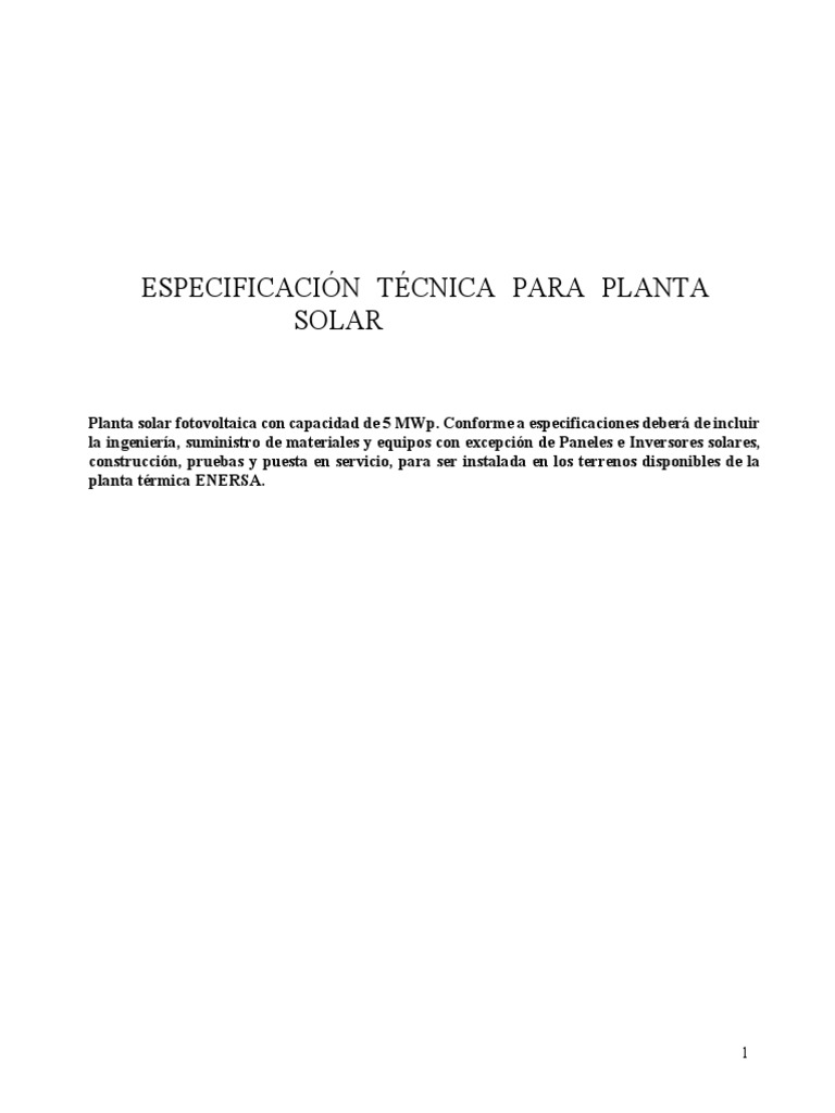 Terminos de Referencia P202206031 - Proyecto Solar Enersa | PDF ...