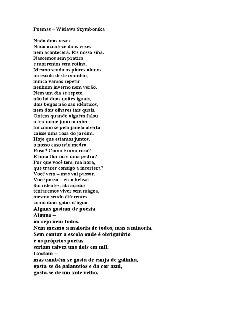 Poemas - Wislawa Szymborska | Download grátis PDF | Amor