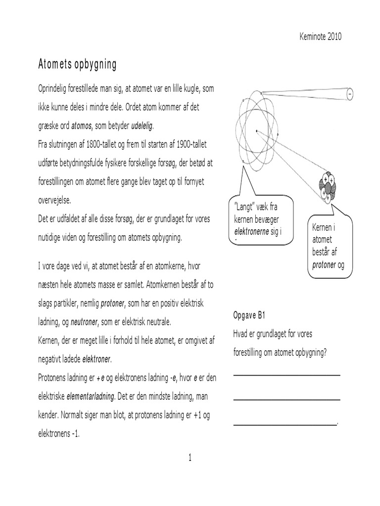 Atomets Opbygning: Elektronerne Sig I Protoner Og | PDF