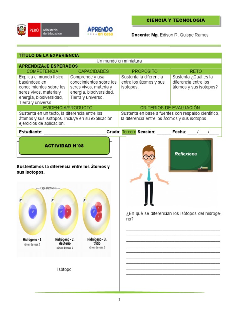Actividad 8 (El nucleo atomico) | PDF | Isótopo | Átomos