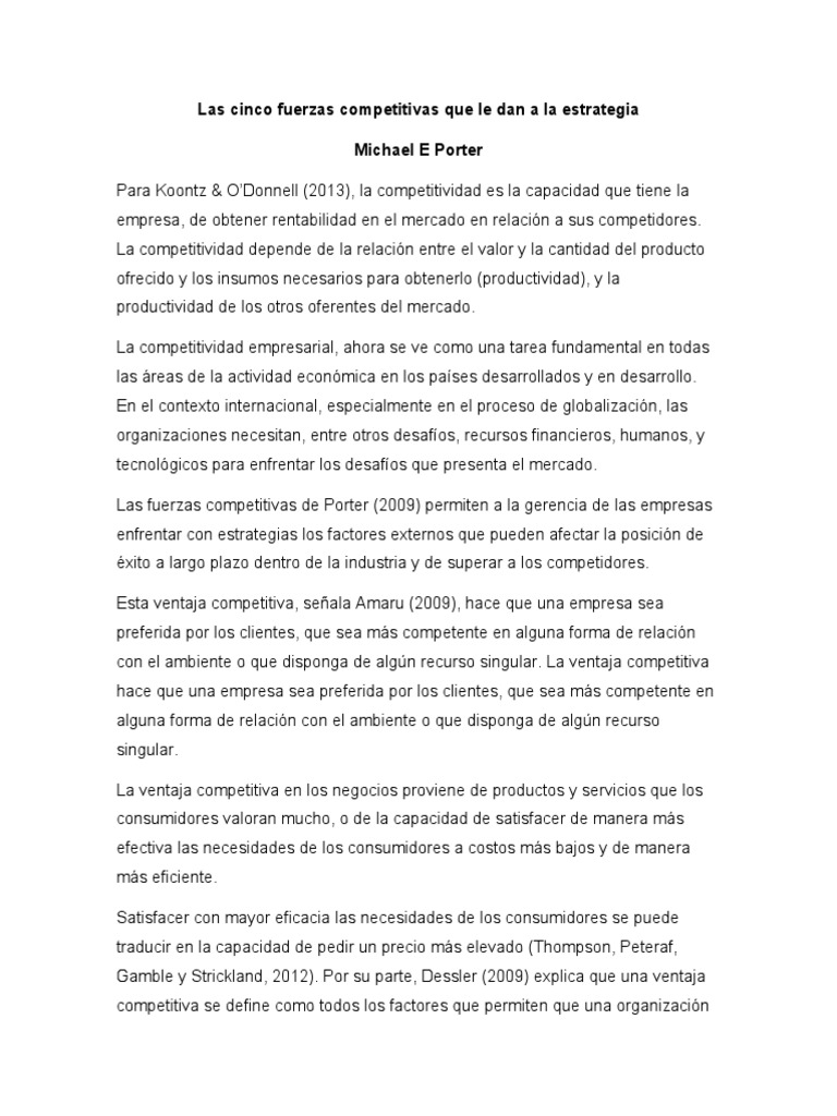 Las Cinco Fuerzas Competitivas Que Le Dan A La Estrategia | PDF ...