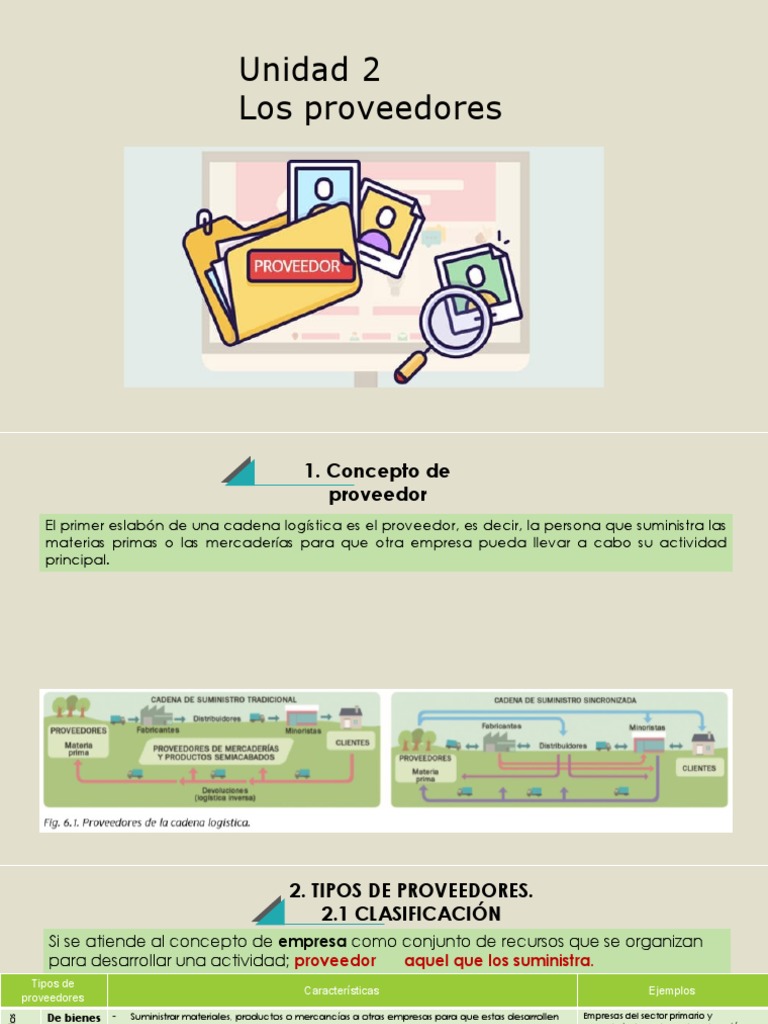 UT02. Los Proveedores | PDF | Obtención | Calidad (comercial)