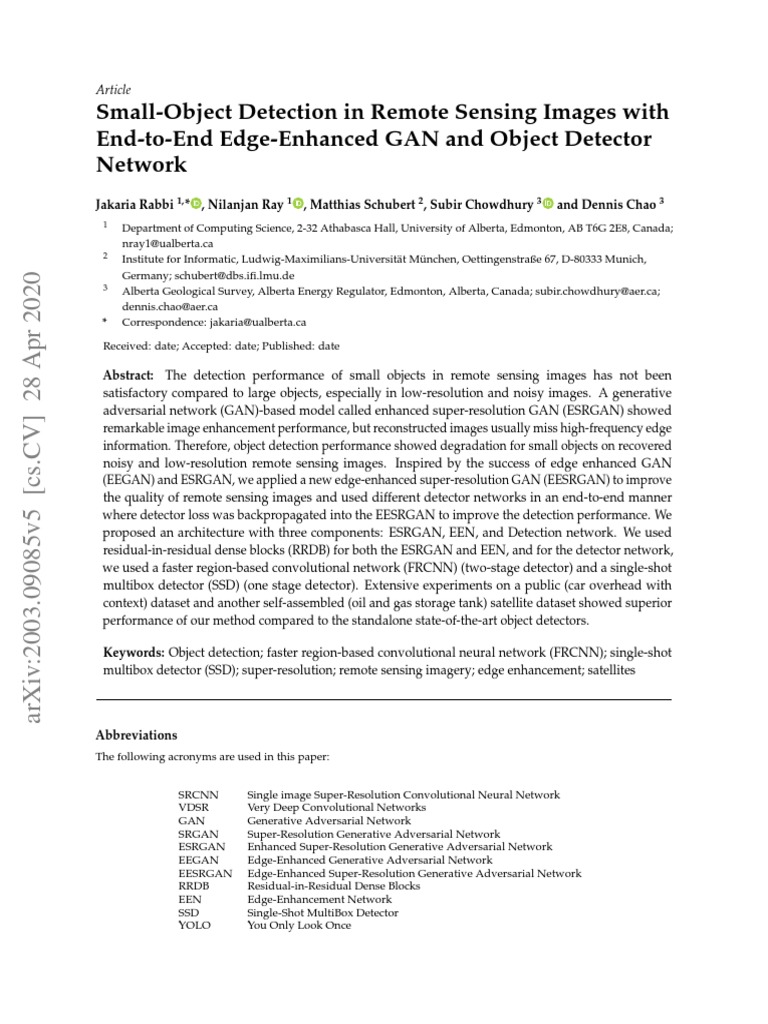Small Object Detection In Remote Sensing Images With End To End Edge