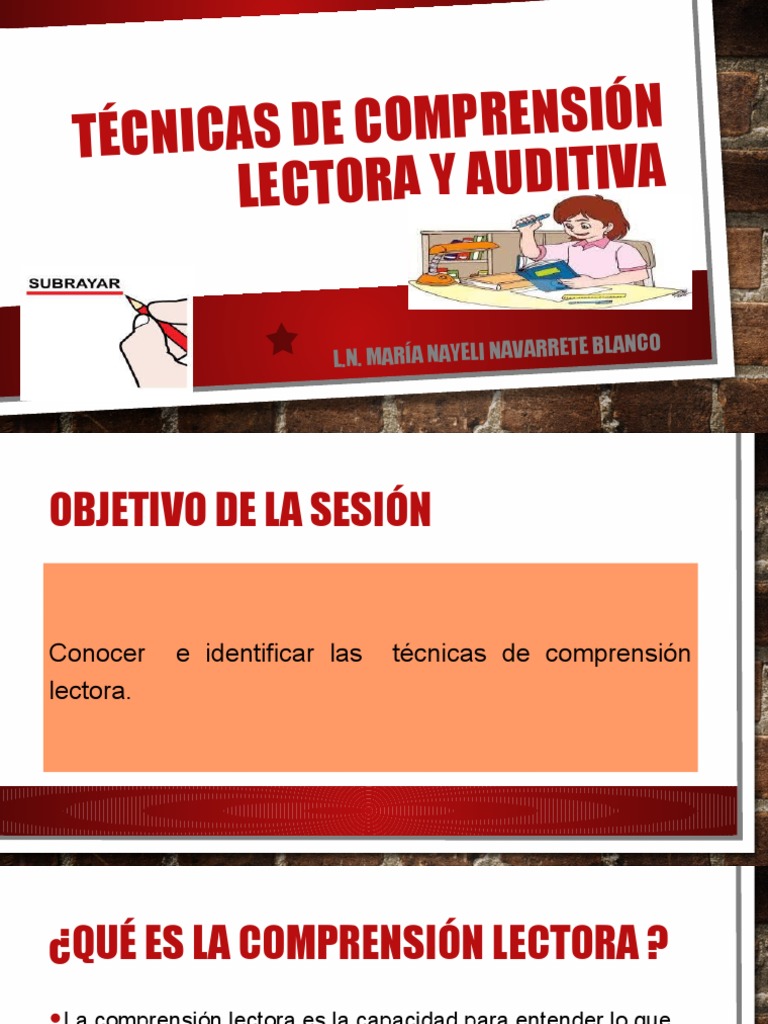 Técnicas de Compresión Lectora y Auditiva | PDF | Comprensión lectora ...